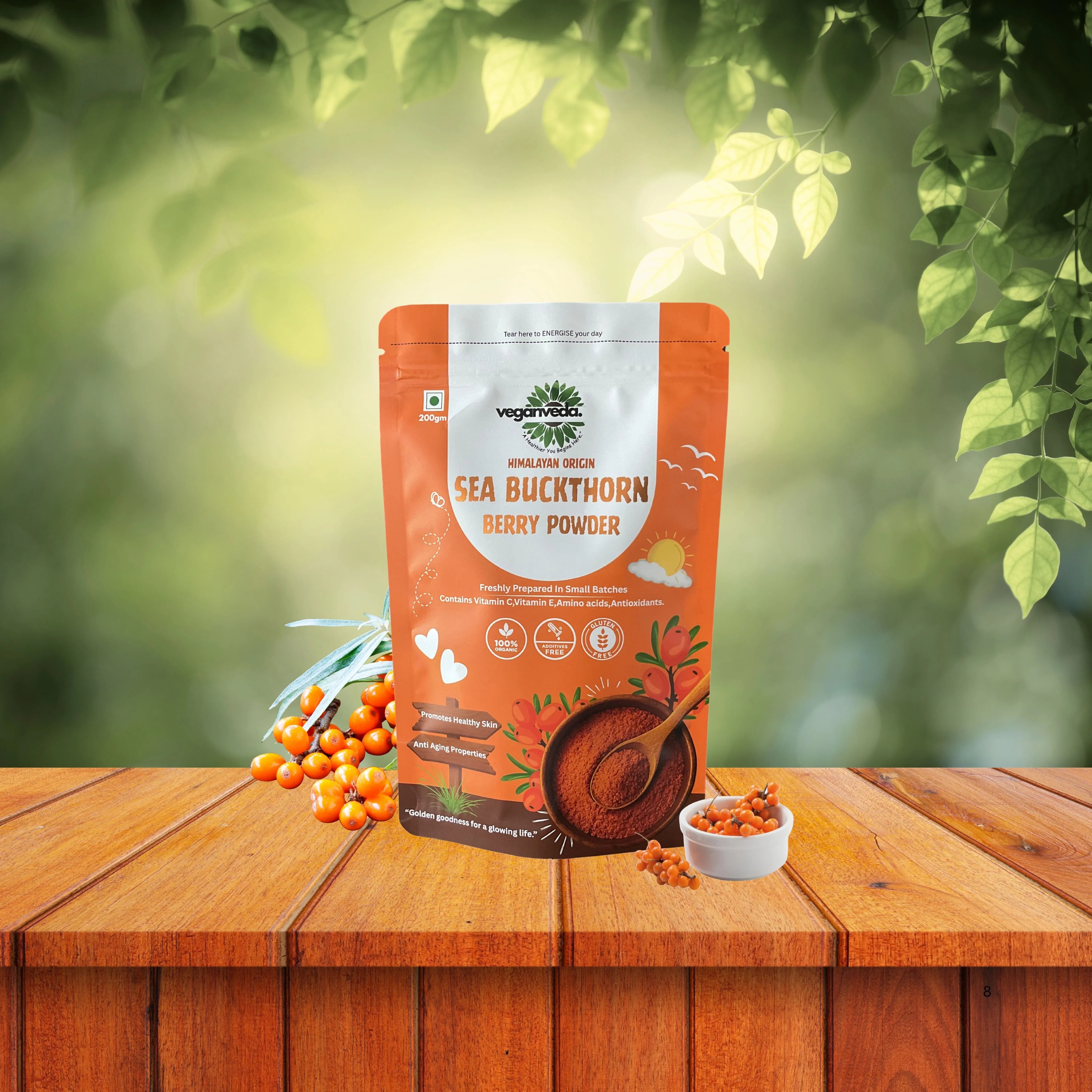 Premium Sea Buckthorn Berry Powder | 100% Natural & Pure | 200 Grams ...